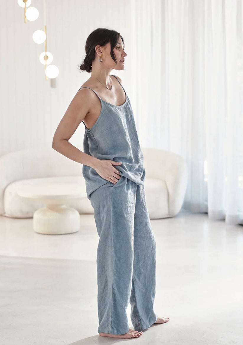 Loungewear Linen Cami | Blue – The Foxes Den