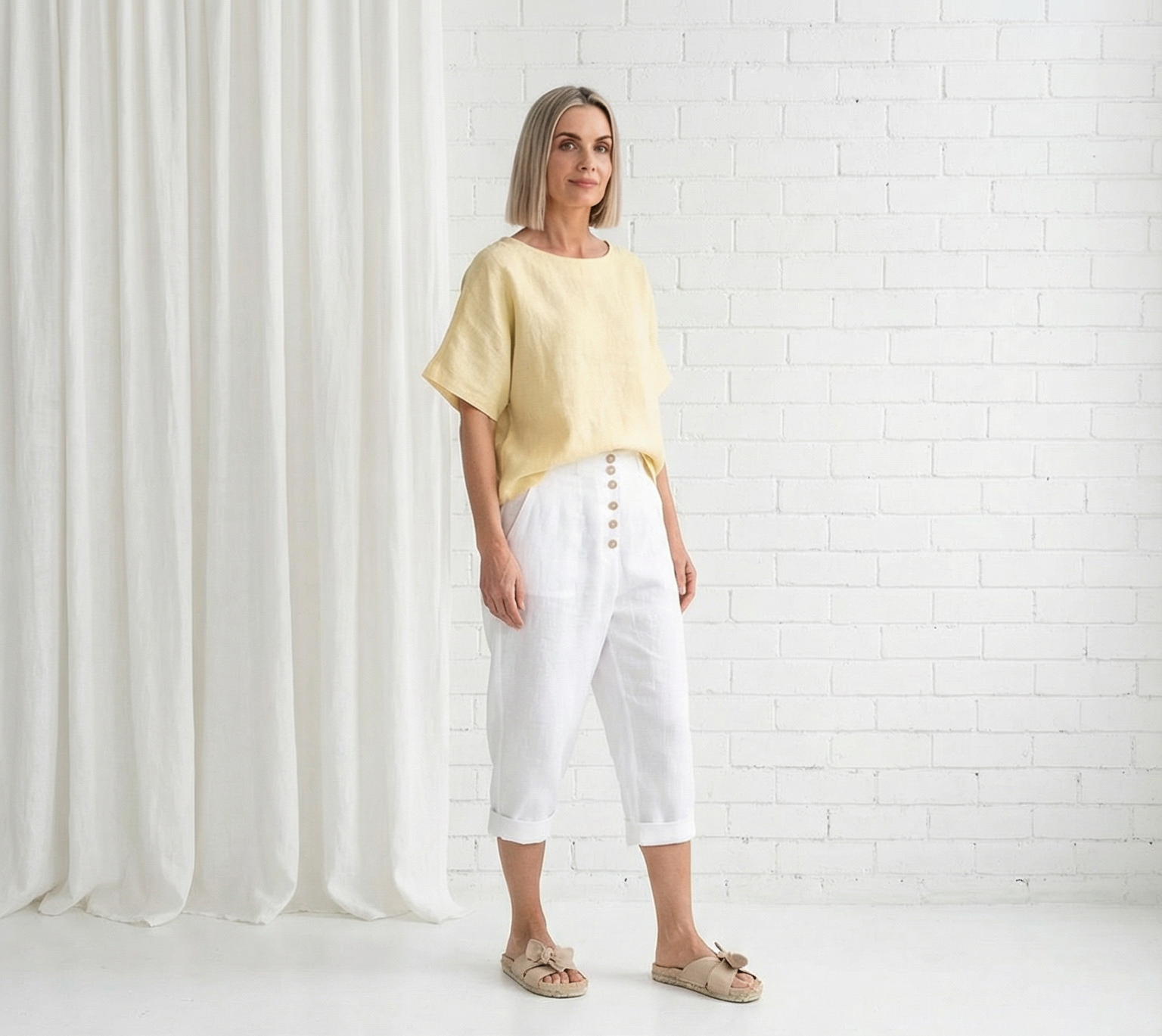 Oversized Linen T-Shirt - Butter – The Foxes Den