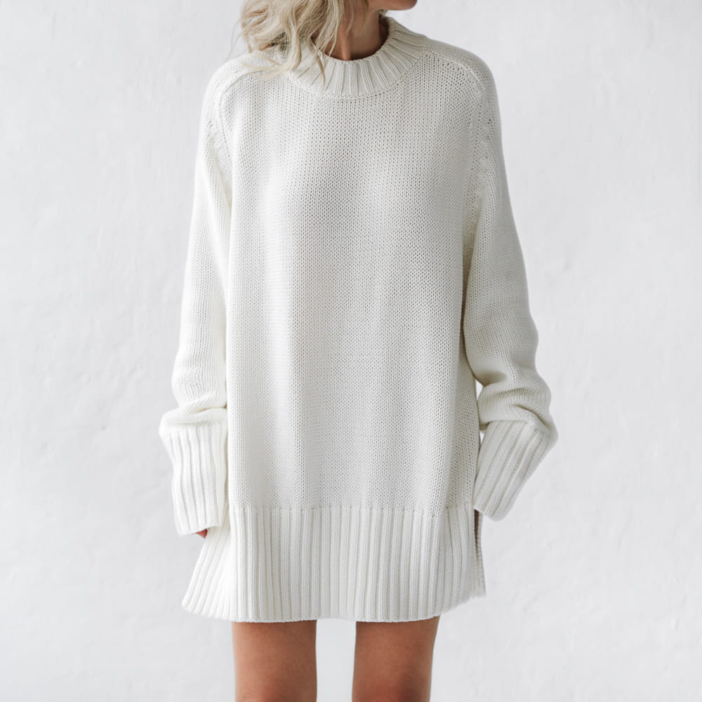 Crew Neck Sweater | Warm White – The Foxes Den